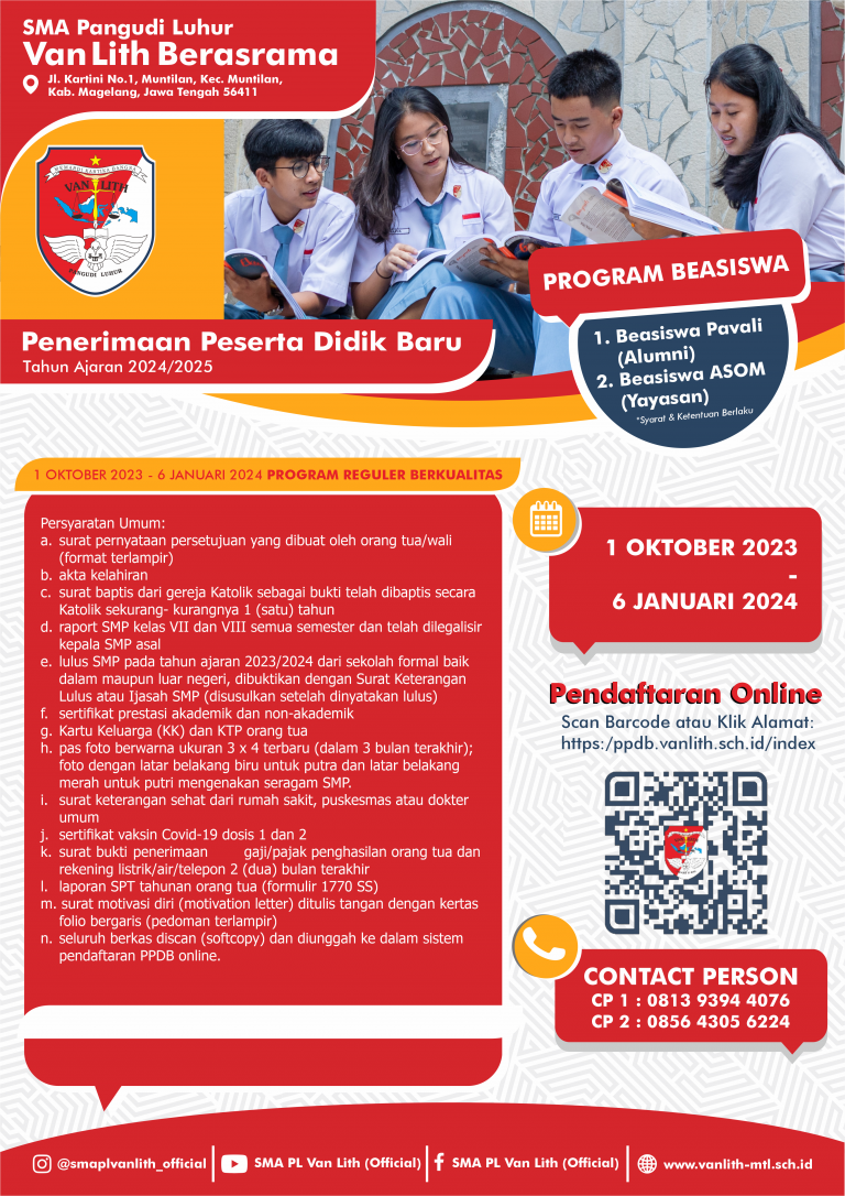 Penerimaan Peserta Didik Baru SMA Pangudi Luhur Van Lith Berasrama ...